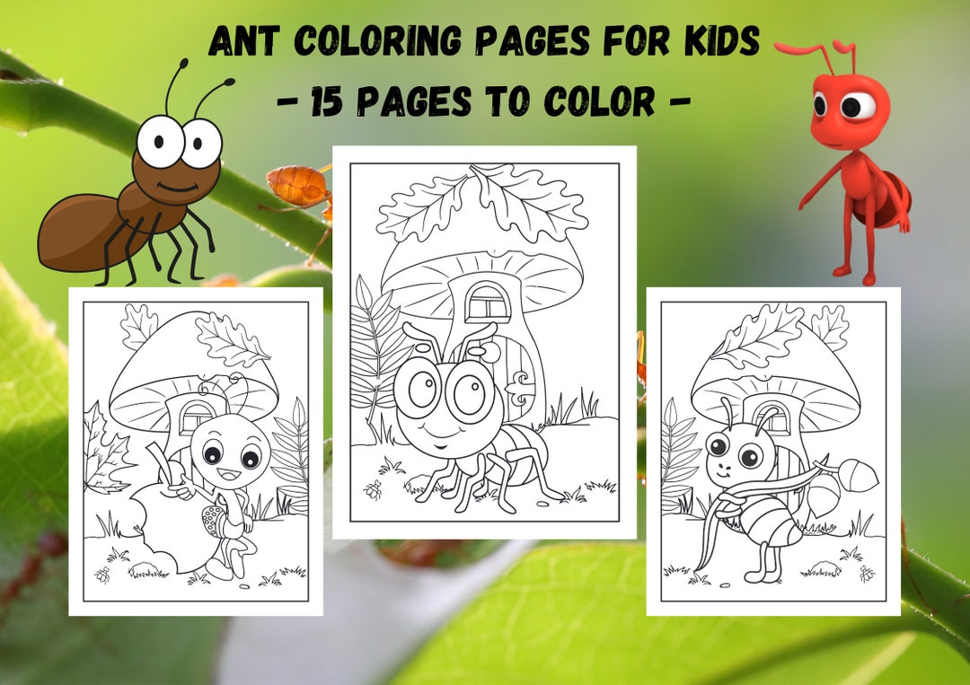 Ant Coloring Pages for Kids, Boys, Girls, 15 Printable Pages, Cute Ants ...