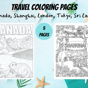 Travel Coloring Pages - Canada, London, Shanghai, Tokyo and Sri Lanka ...