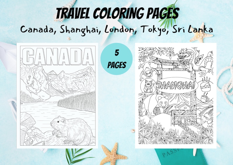 Travel Coloring Pages Canada, London, Shanghai, Tokyo and Sri Lanka ...