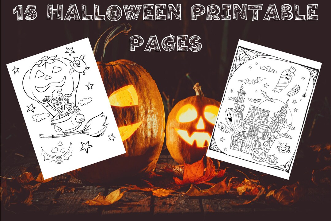 Halloween Coloring Pages, Halloween Party Activity Printable Page - Etsy