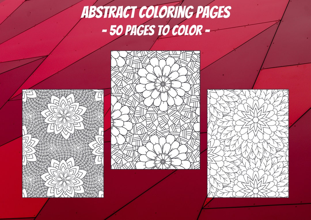 50 Abstract Pattern Coloring Pages: Stress Relief (PDF Files) - Etsy