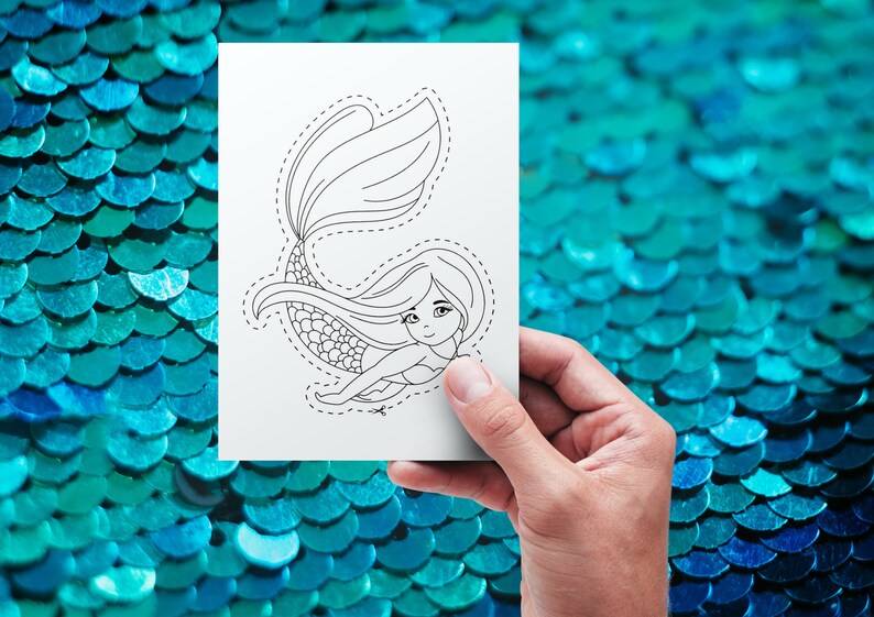 Mermaid Scissor Skills Coloring Pages - 20 Printable Pages - Happy ...