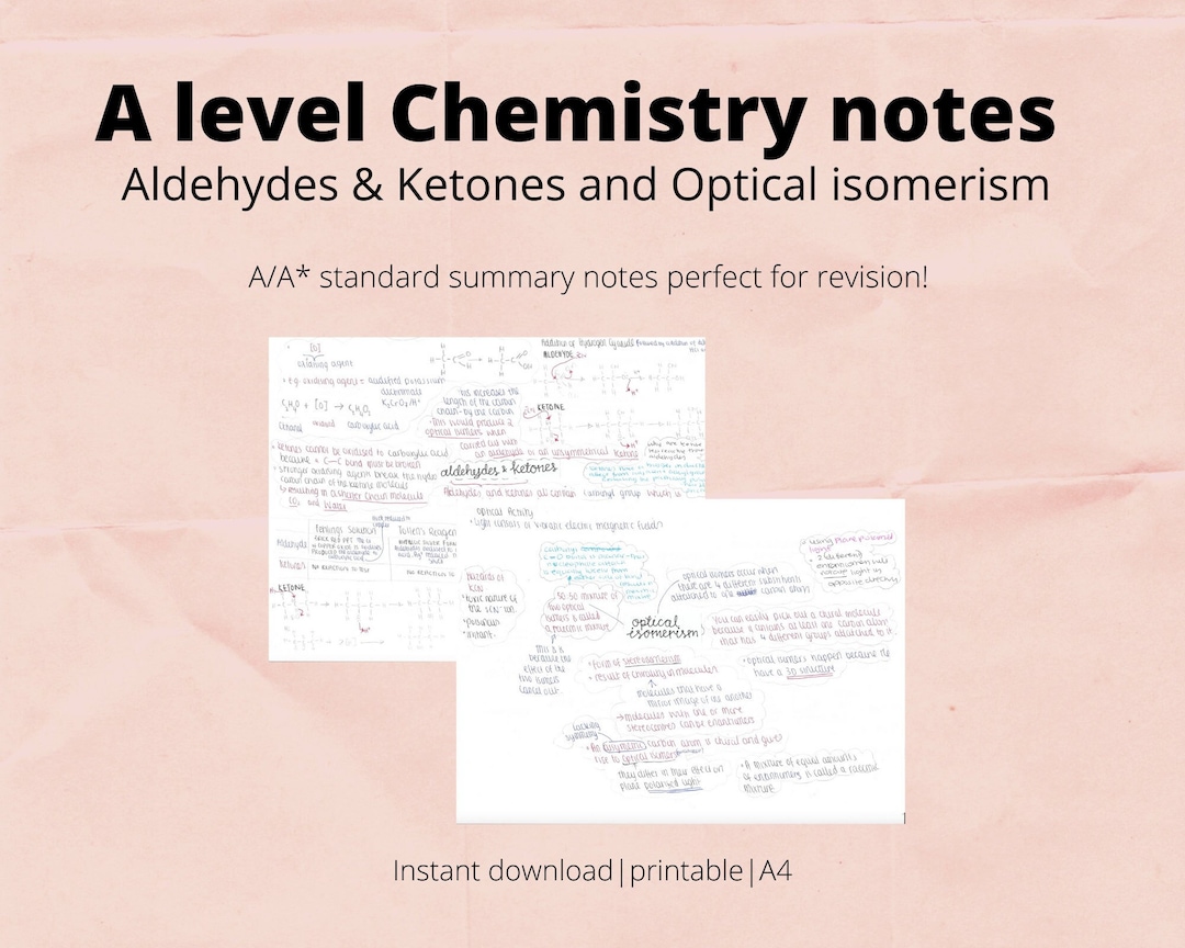 A Level Chemistry Notes: Aldehydes & Ketones and Optical Isomerism - A ...