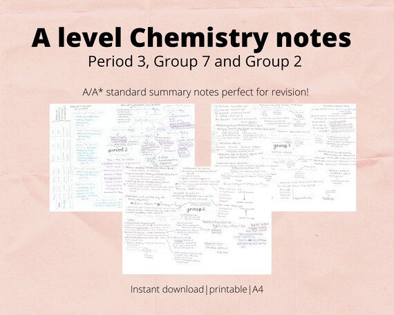A level Chemistry notes: Period 3 Group 7 and Group 2 A/A | Etsy