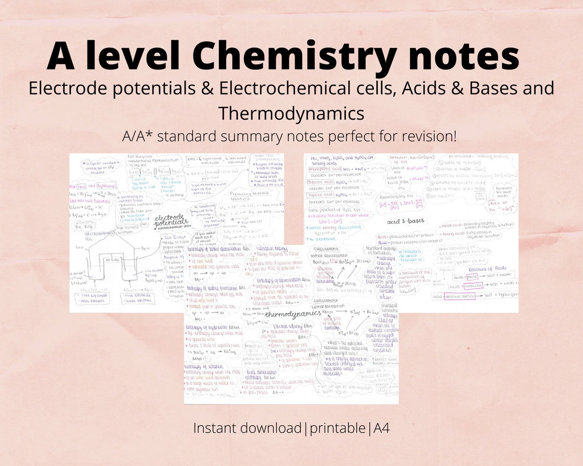 A Level Chemistry Notes: Electrode Potentials, Electrochemical Cells ...