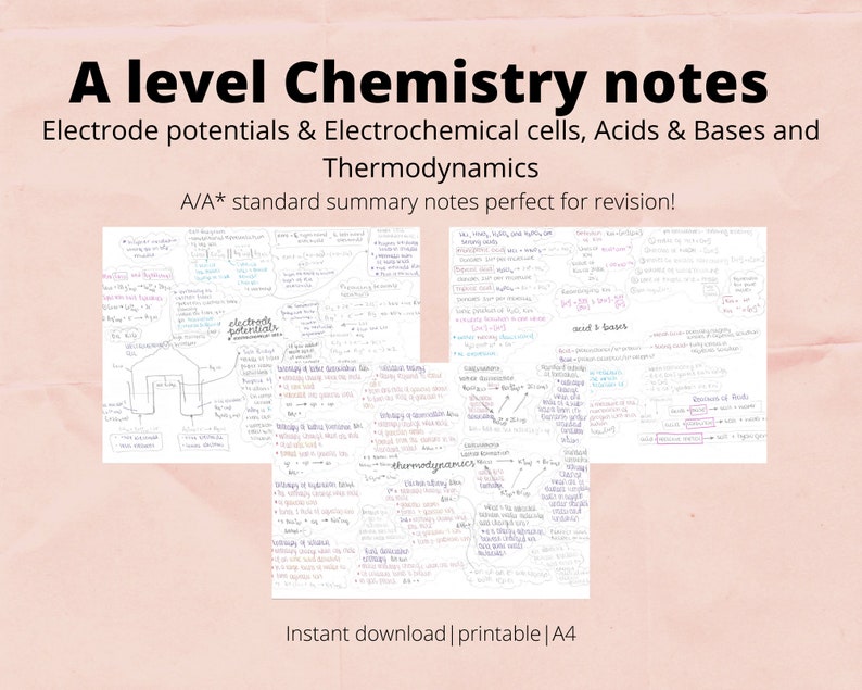 A Level Chemistry Notes: Electrode Potentials, Electrochemical Cells ...