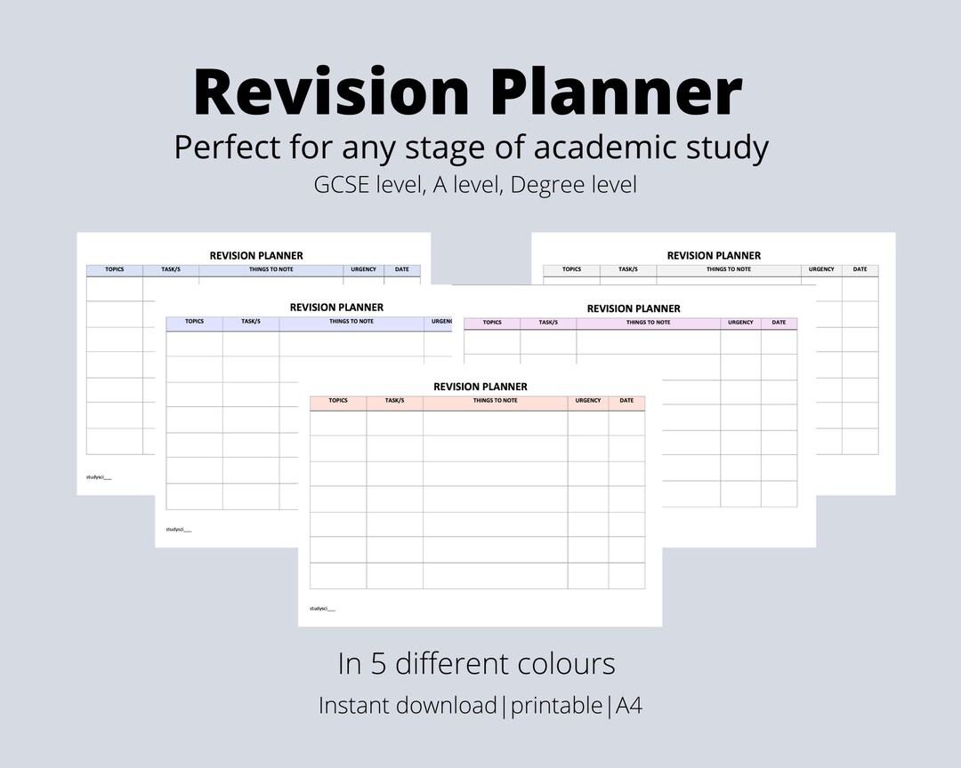 Revision Planner: Perfect for Any Form of Study. - Etsy