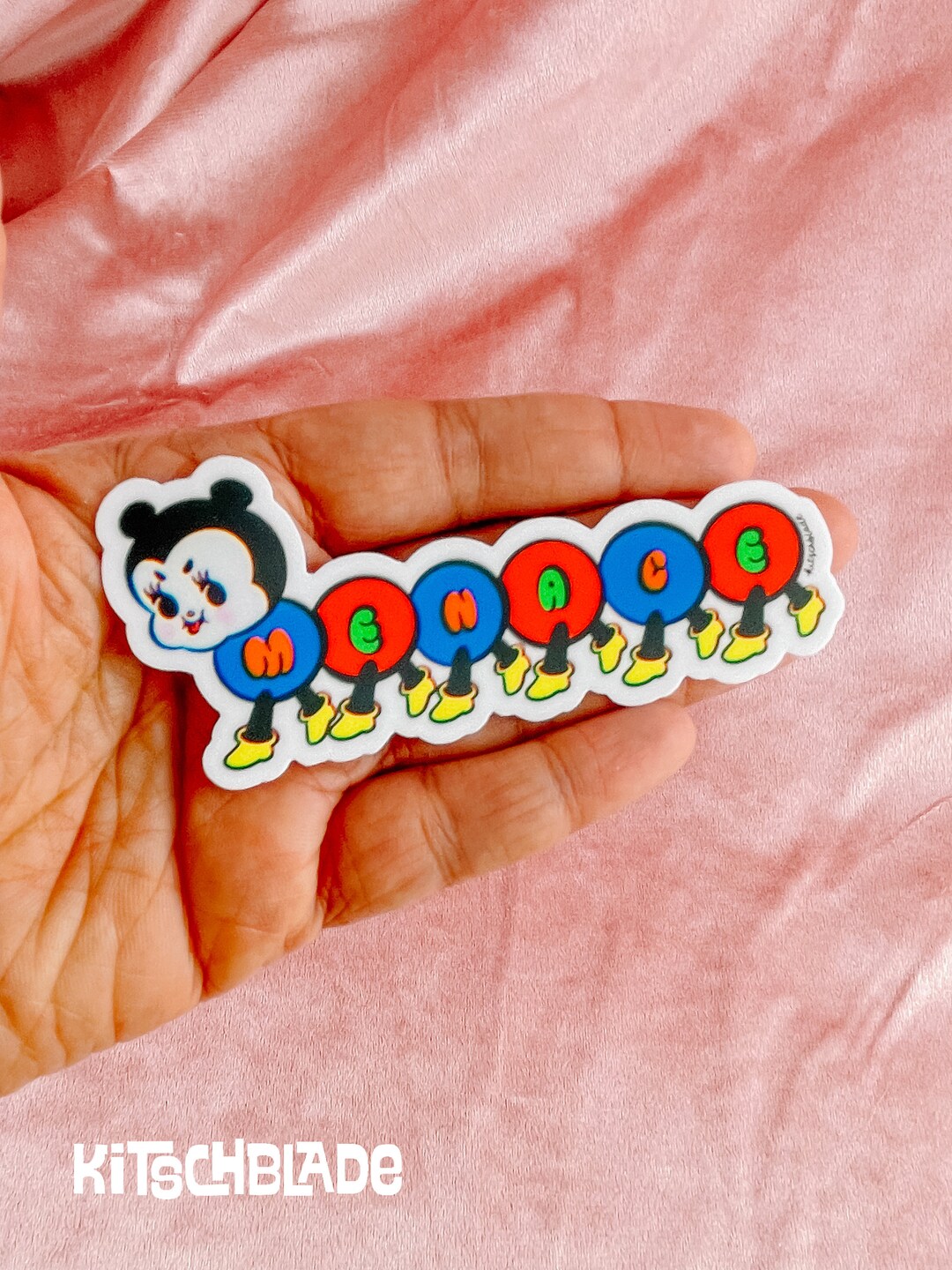 Menace Cutiepillar Illustrated Vinyl Sticker Vintage Lefton Norcrest ...