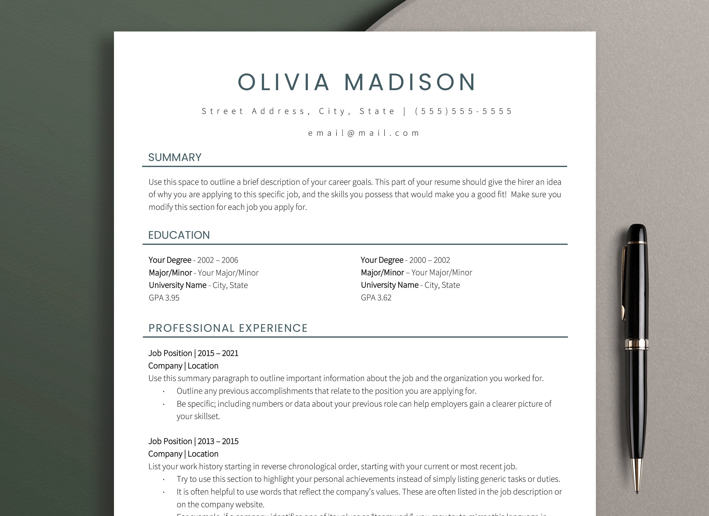 Functional Resume Template Microsoft Word One Page Resume Professional ...