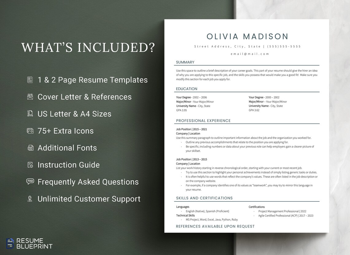 Functional Resume Template Microsoft Word One Page Resume Professional ...