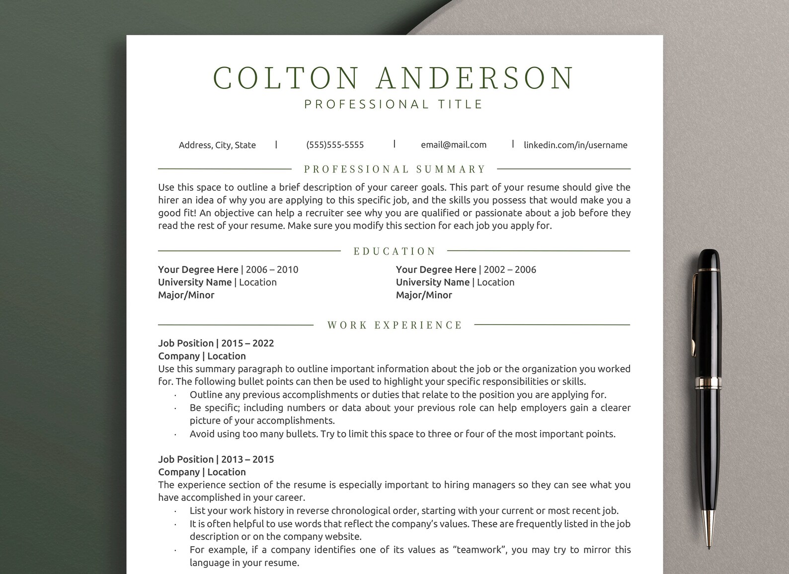 Modern Resume Minimalist Resume Template Word Skills Based Resume ...