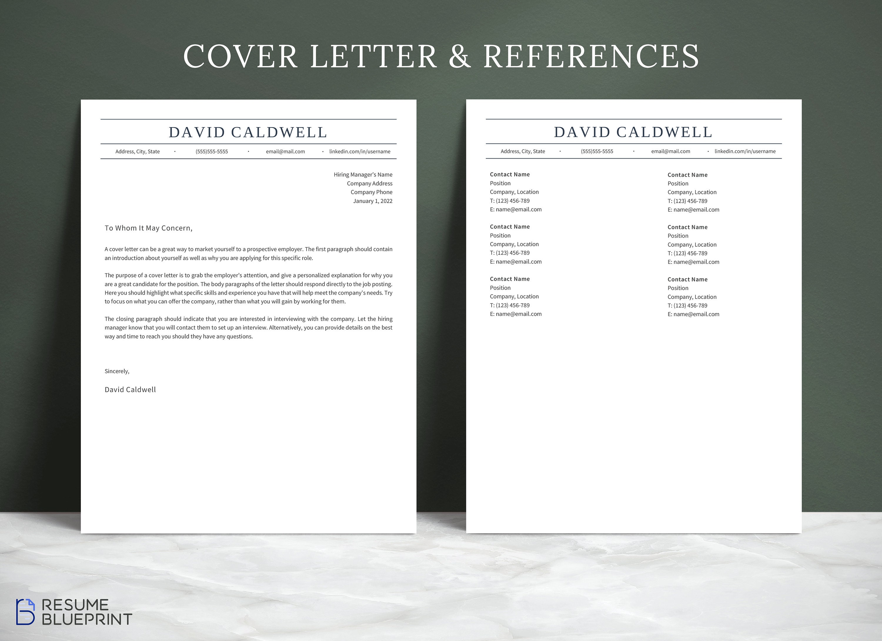 Resume Template Professional CV 2 Page Resume Template for Microsoft ...