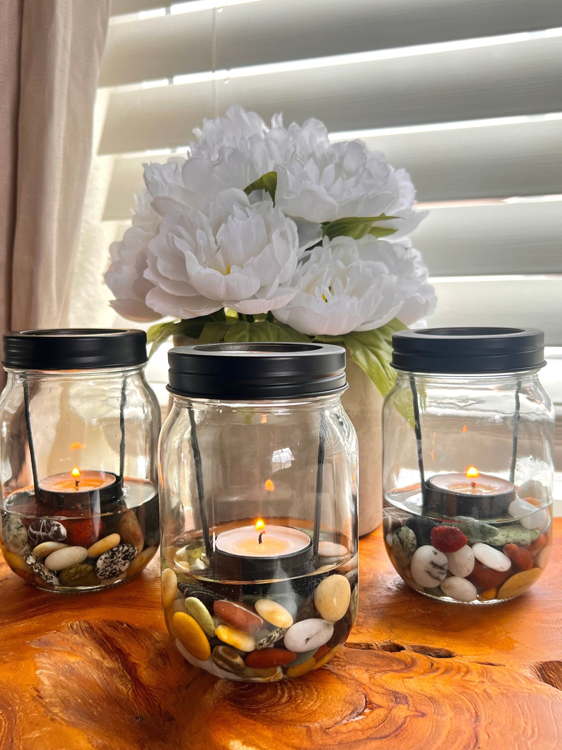 Ocean Pebble Beach Themed Mason Jar Candle Holder - Etsy