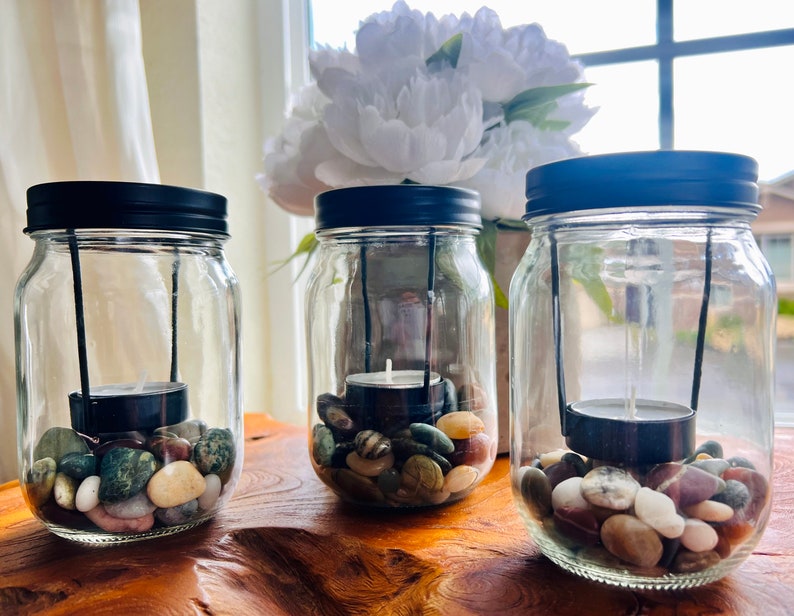 Ocean Pebble Beach Themed Mason Jar Candle Holder - Etsy