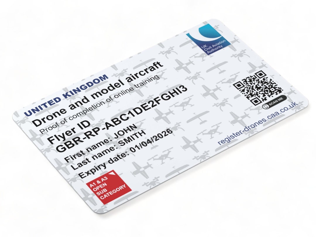 Custom CAA Recreational Drone and Model Aircraft Pilot ID Card - Drone ...