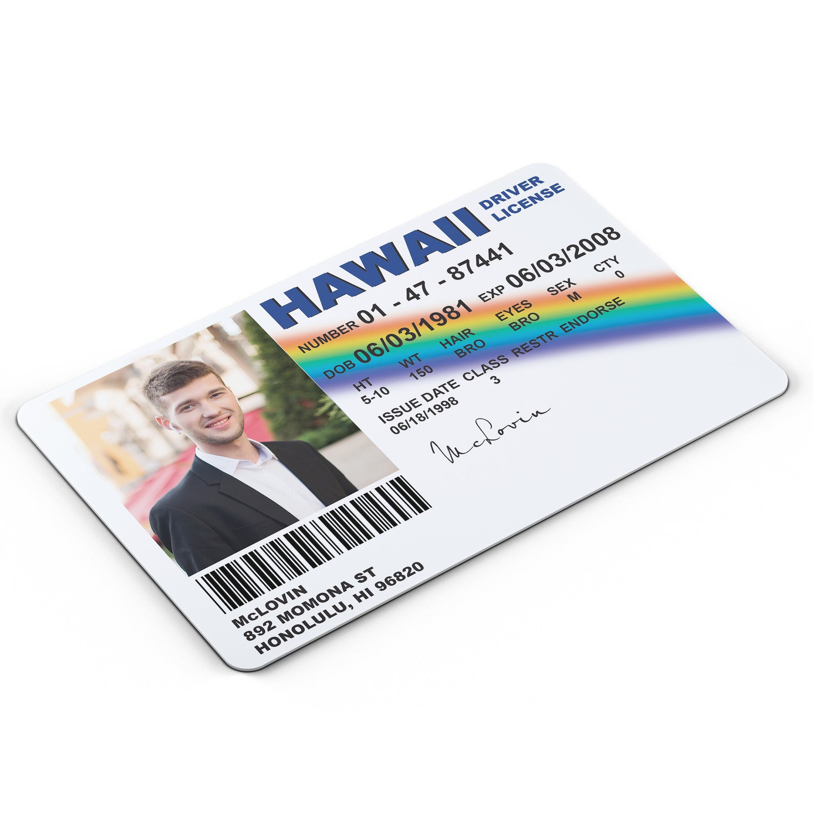 Mclovin ID Card Replica: Superbad Novelty License - Custom Photo Option ...