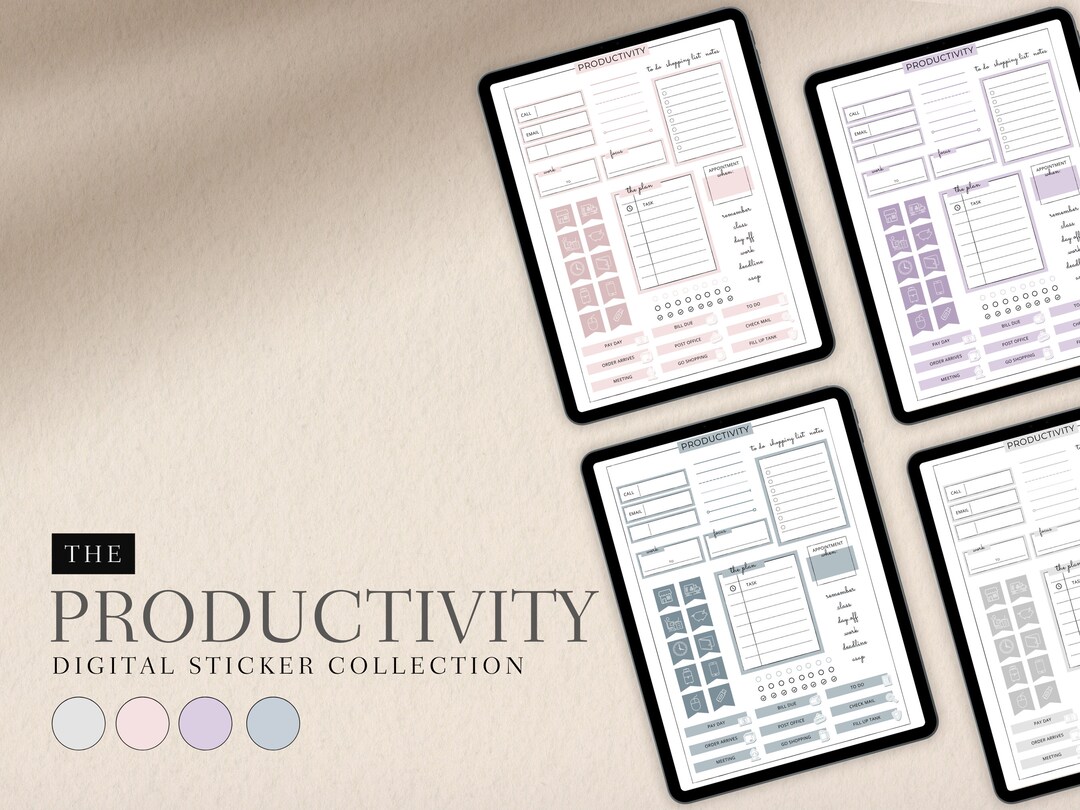 Productivity Planner Stickers Digital Productivity Journal Goodnotes ...