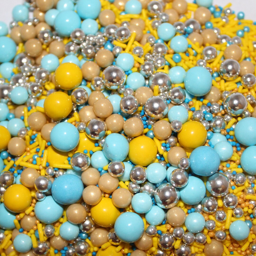 Blue and Yellow Sprinkle Mix Cake Sprinkles Edible - Etsy