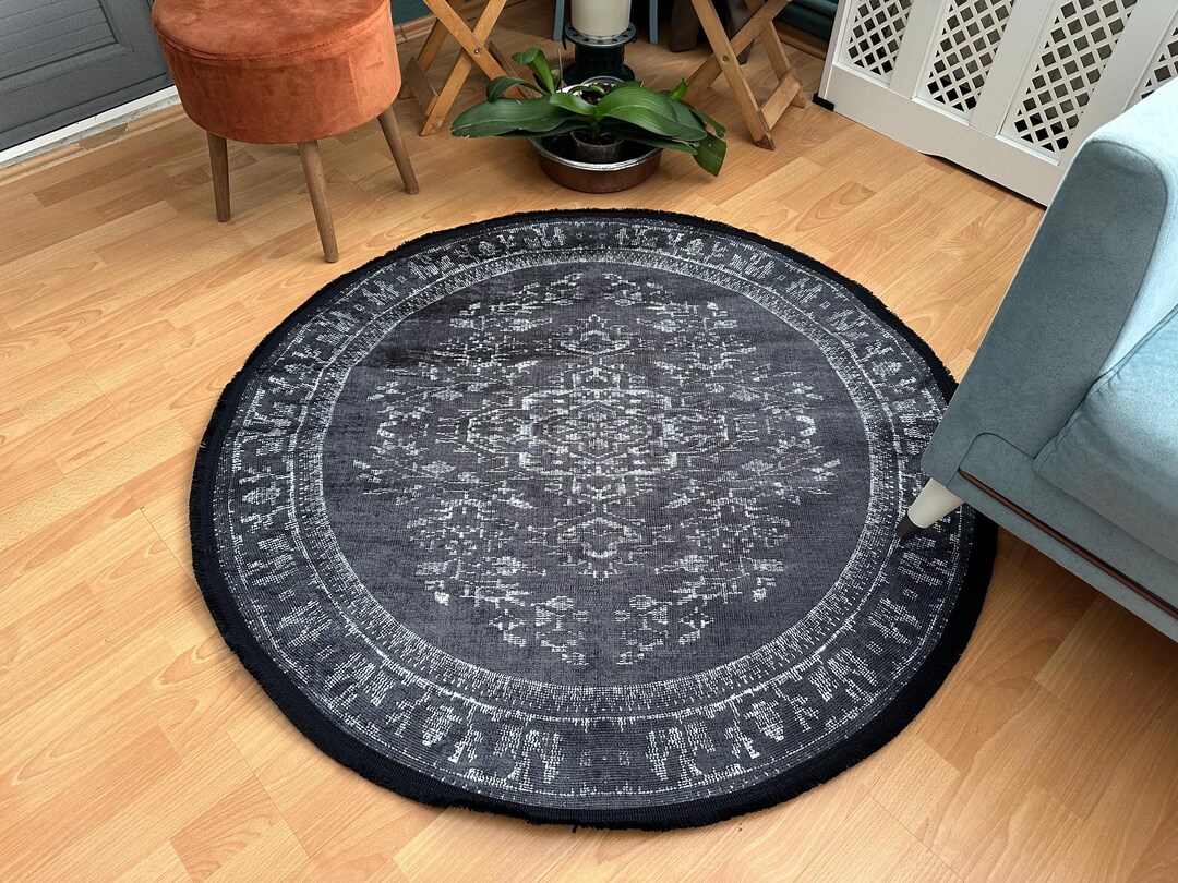 Black and White Round Rug, Black Round Rug, Rug With Black, Black Area ...