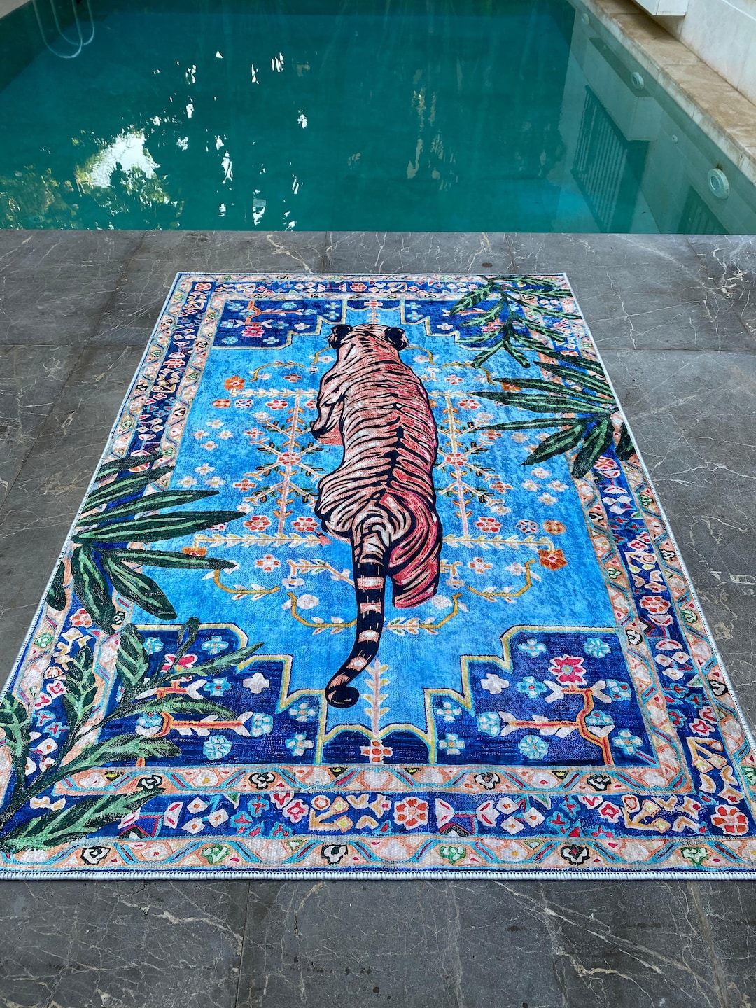 Vintage Tiger Rug: Nepal Style Cotton Decor Rug - Etsy