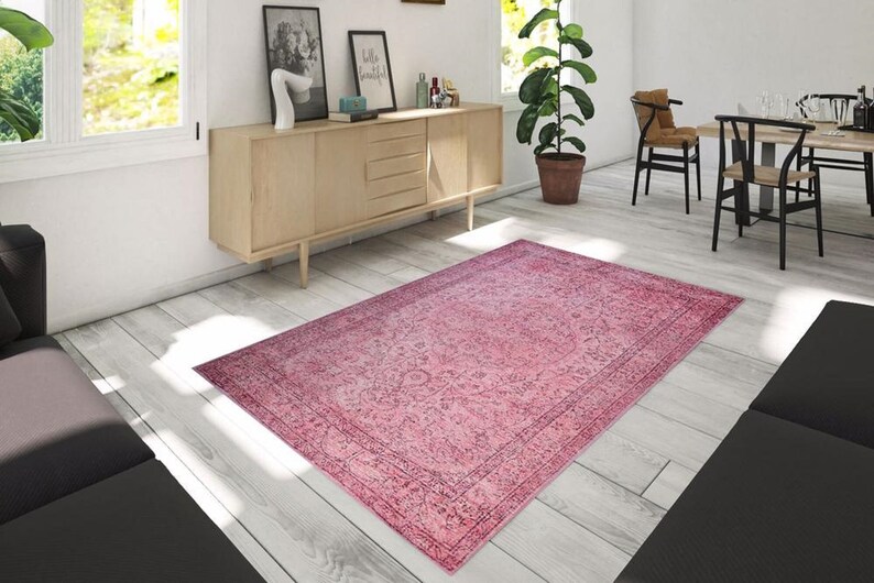 Rug for Bedroom Aesthetic Pink Kitchen Rug Overdyed Pink - Etsy