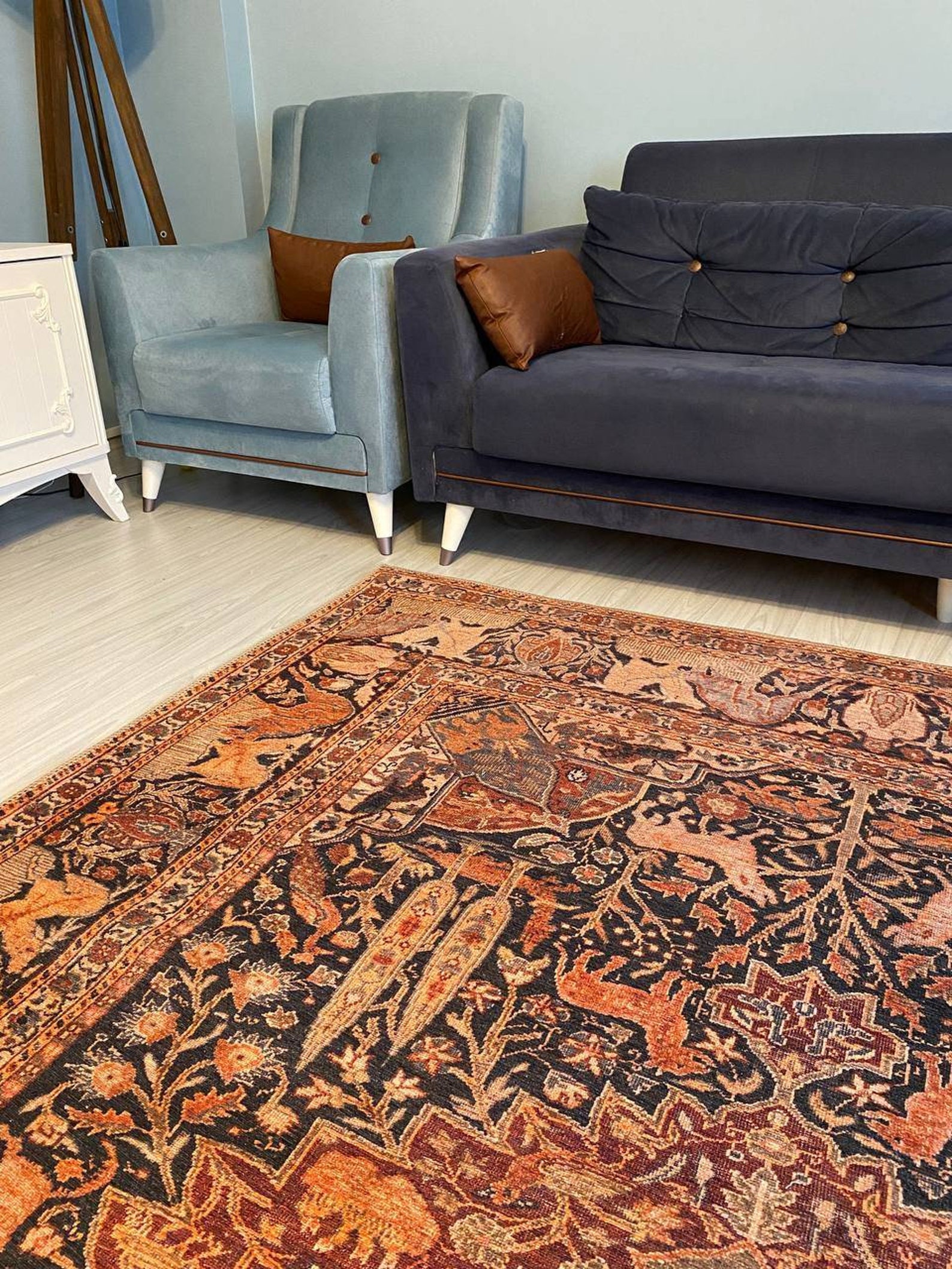 Earth Tones Rug Persian Pattern Bohemian Rug Vintage Look - Etsy