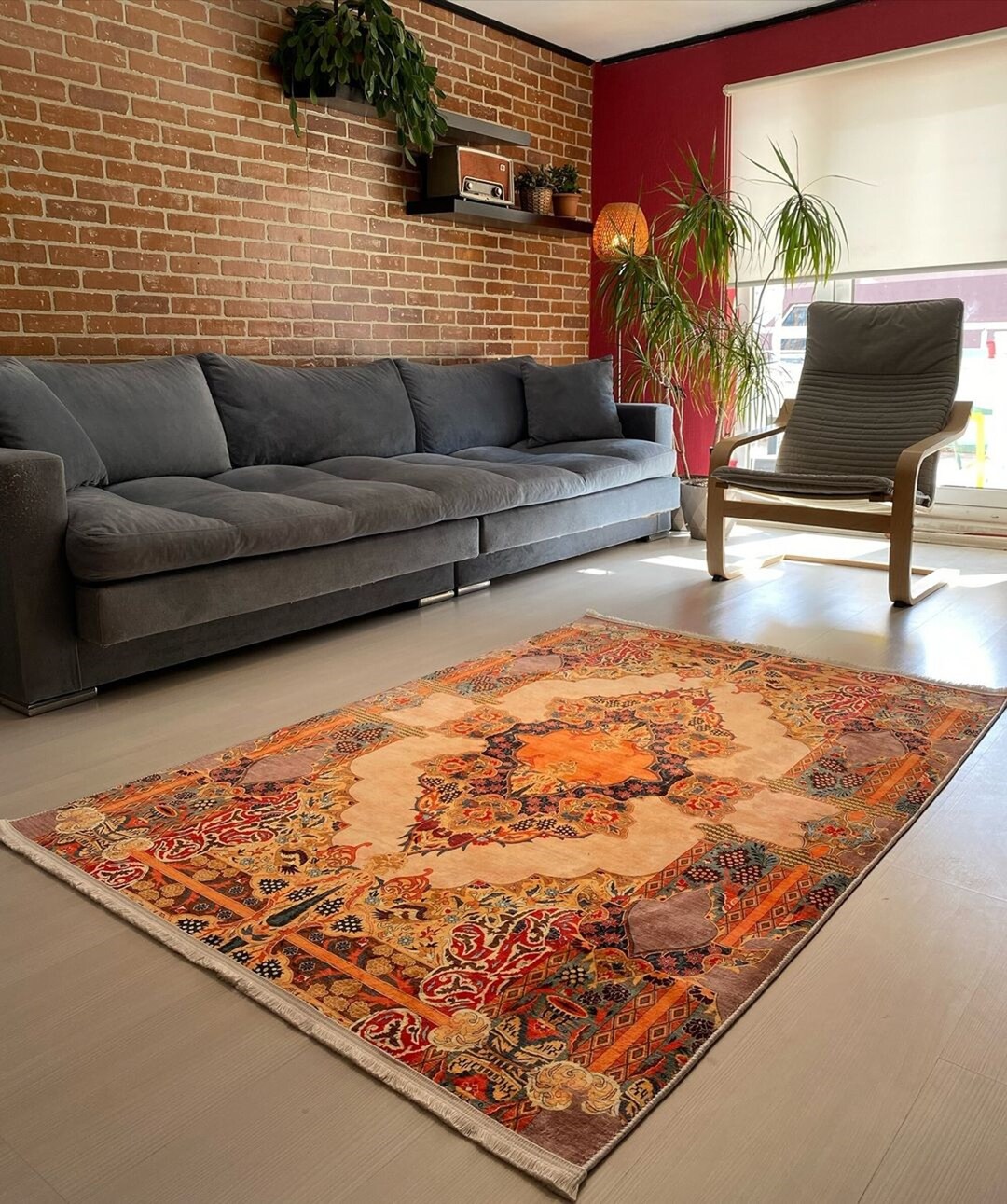 Orange Rug, Burnt Orange Rug, Round Orange Rug, Orange Rug in Living ...