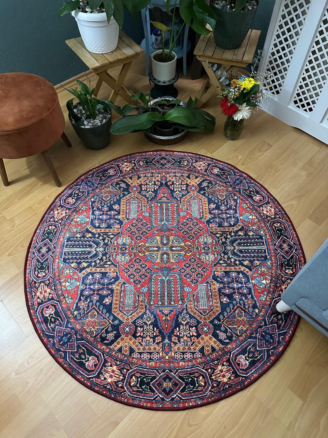Round Rug Red, Round Rug 8', Round Rug for Bedroom, Round Rug 7, Round ...
