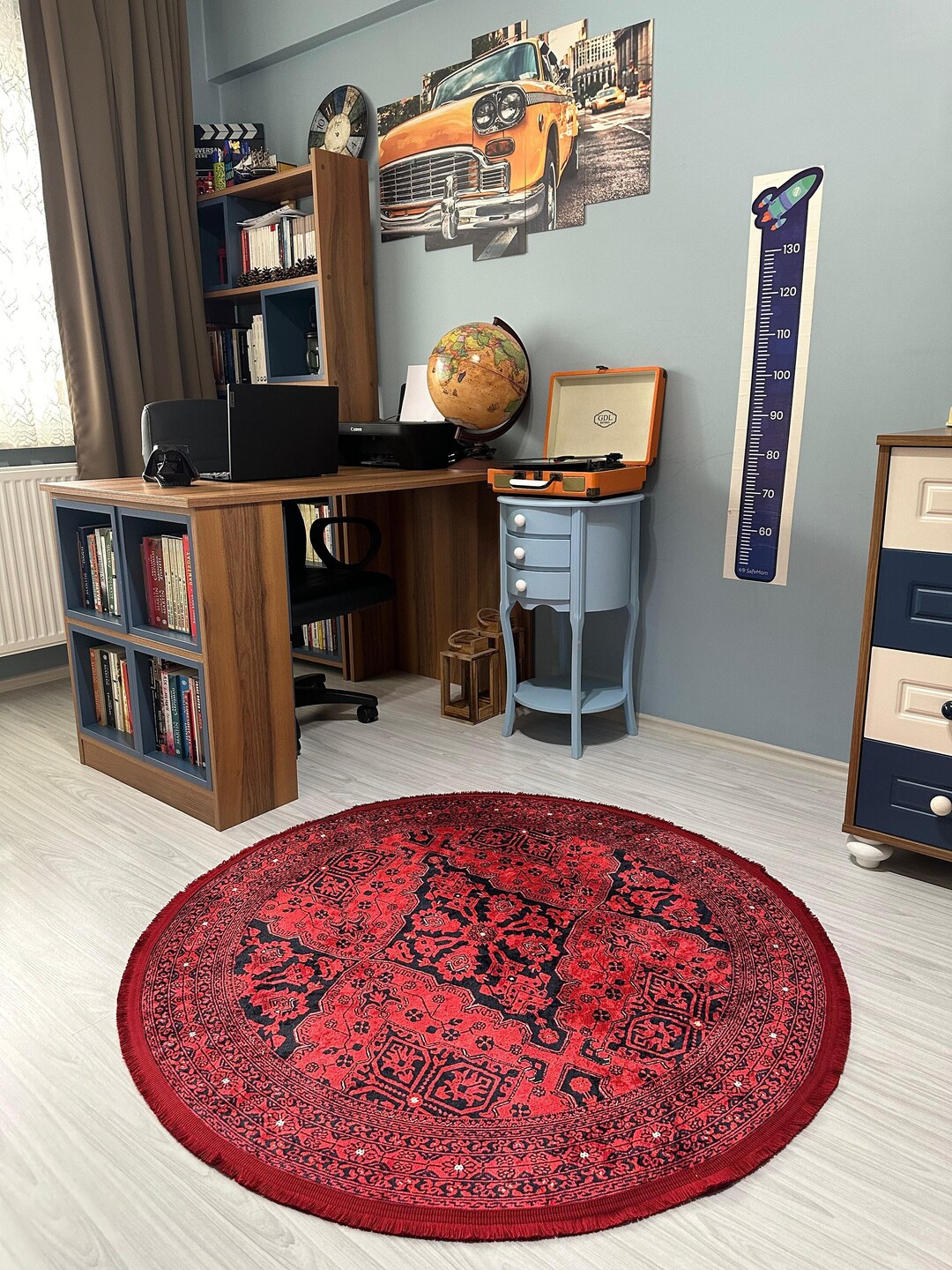 Round Rug Red, Circle Rug, Round Rug Vintage, Circle Rug 8x8, Round Rug ...