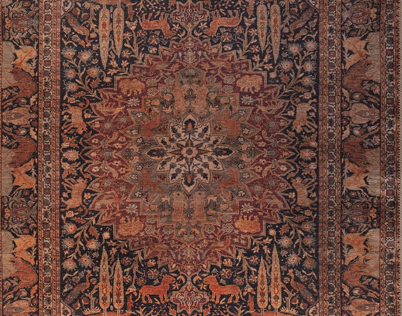 Earth Tones Rug Persian Pattern Bohemian Rug Vintage Look - Etsy