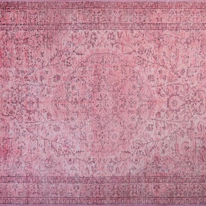 Rug for Bedroom Aesthetic, Pink Kitchen Rug, Overdyed Pink Rug, 70s Rug ...