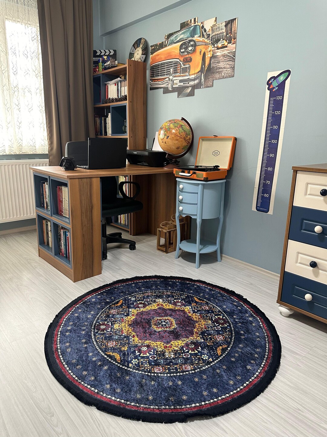 Circle Rug, Circle Area Rug, Blue Circle Rug, Round Area Rugs, 8 Ft ...