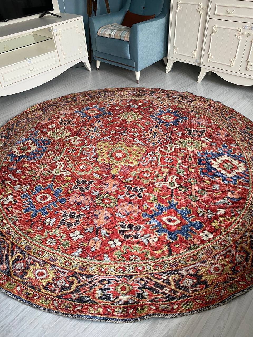 Round Rug Vintage Round Rug 8 Feet Round Rug 5 Circle Rug - Etsy