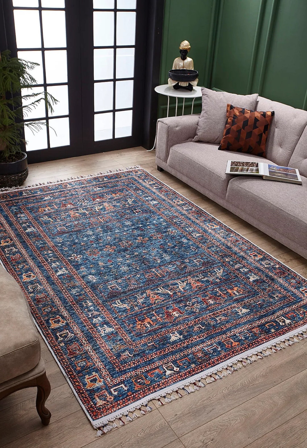 Persian Rug, Persian Blue Rug, Area Rugs, Oushak Rug, Oriental Rug ...