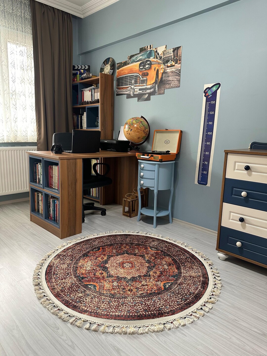 Earth Tone Round Rug, Boho Style Rug, Rustic Round Rug, Modern Earth ...