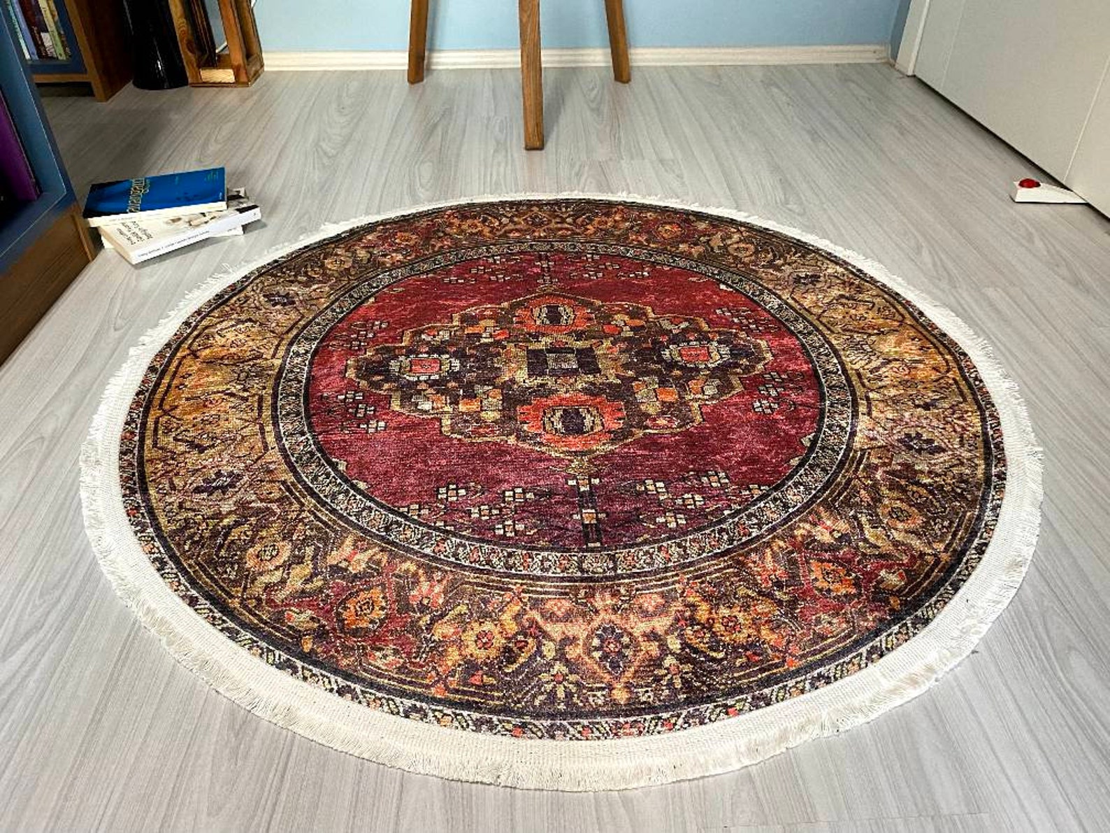 Circle Rug Red Round Rug Vintage Circle Rug Circle Rug 5x5 - Etsy