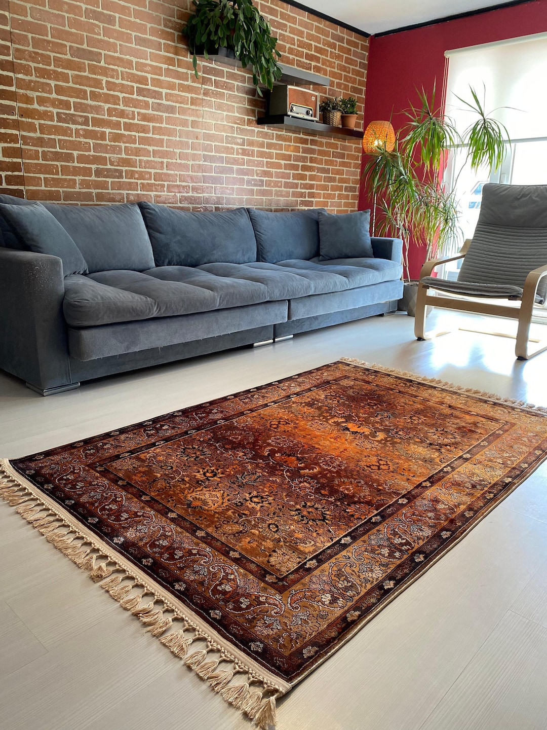 Brown Rug, Blue and Brown Rug, Black Brown Rug, 8x10 Brown Rug, Orange ...