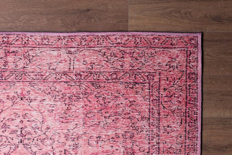 Rug for Bedroom Aesthetic Pink Kitchen Rug Overdyed Pink - Etsy