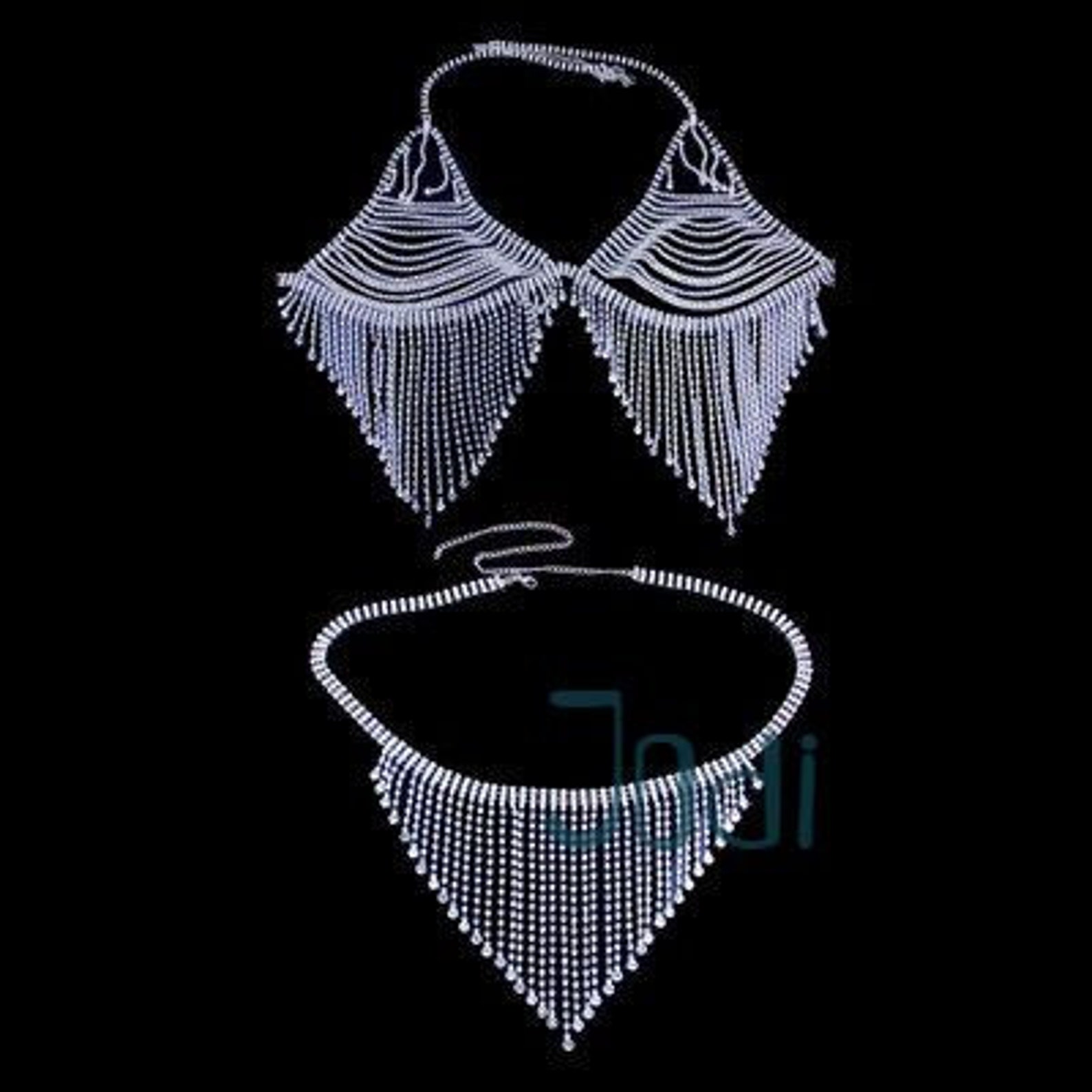 Rhinestone Body Chain Set Sexy Shiny Tassel Nightclub Etsy
