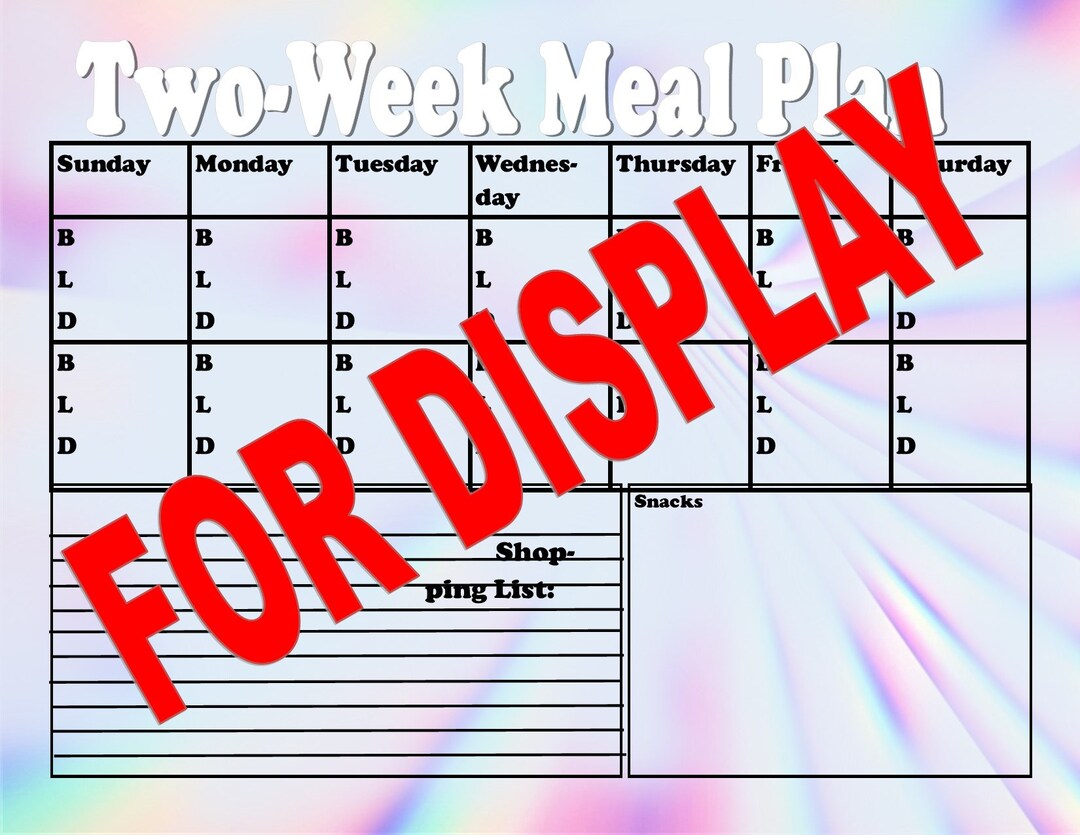 Two Week Meal Planner - Etsy