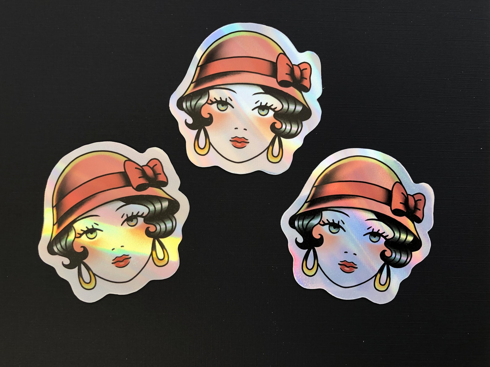 Pink Flapper Girl Sticker - American Traditional Flash Tattoo - Etsy