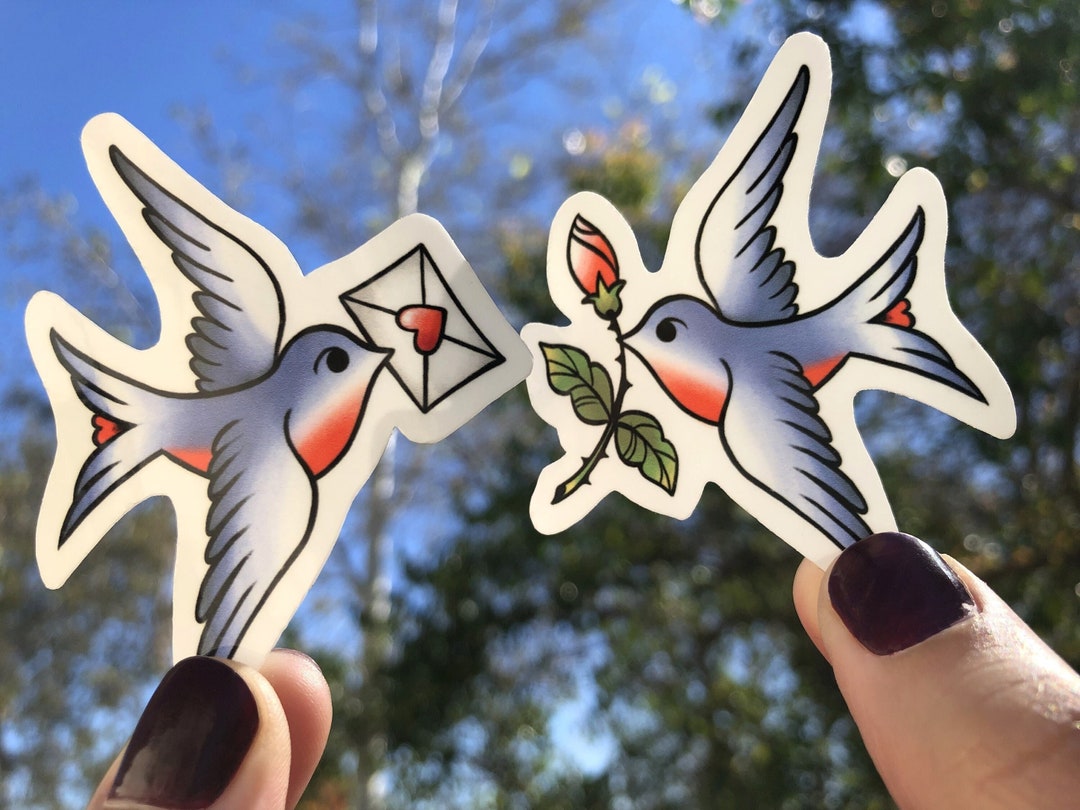Love Birds Sticker Set 2 PC - American Traditional Flash Tattoo - Etsy