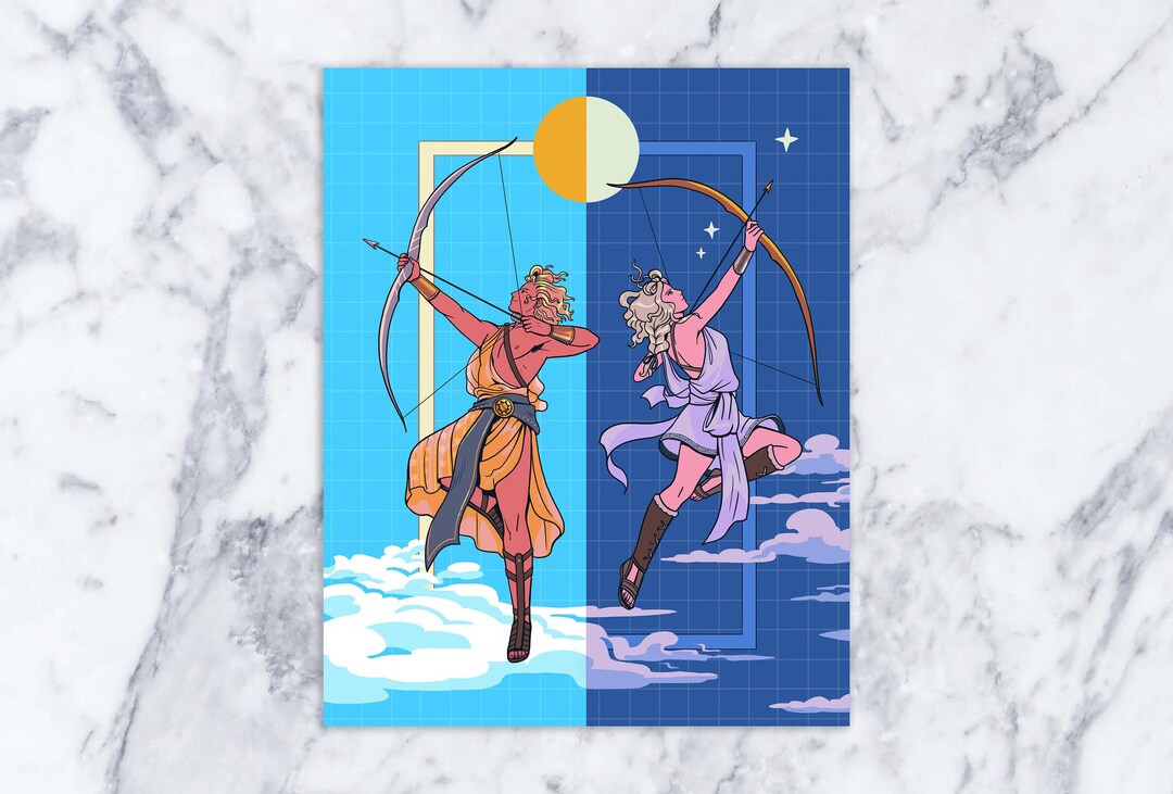 Artemis and Apollo Art Print - the Twin Archers, Greek Mythology Art Print - Etsy