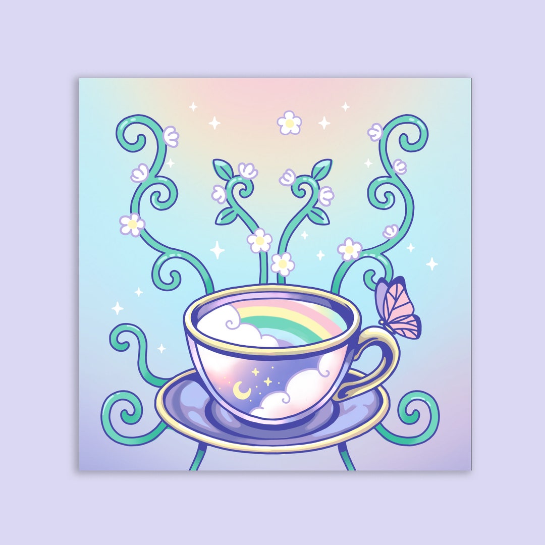 Magical Coffee Cup Art Print: Rainbow Teacup Illustration - Etsy