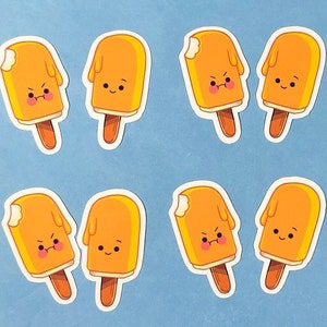 Cute Creamsicle Emoji Sticker Set 2 PC - Dessert Sticker, Cute Ice ...