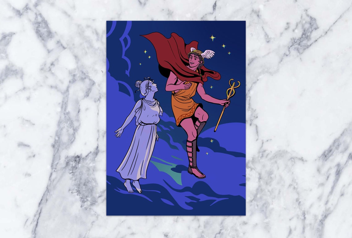Hermes Art Print Greek Mythology Art Print the Psychopomp - Etsy