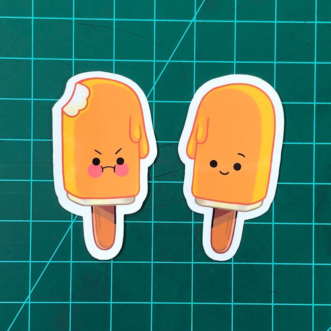 Cute Creamsicle Emoji Sticker Set 2 PC - Dessert Sticker, Cute Ice ...