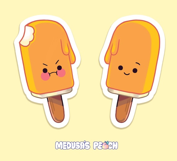 Cute Creamsicle Emoji Sticker Set 2 PC Dessert Sticker Cute - Etsy