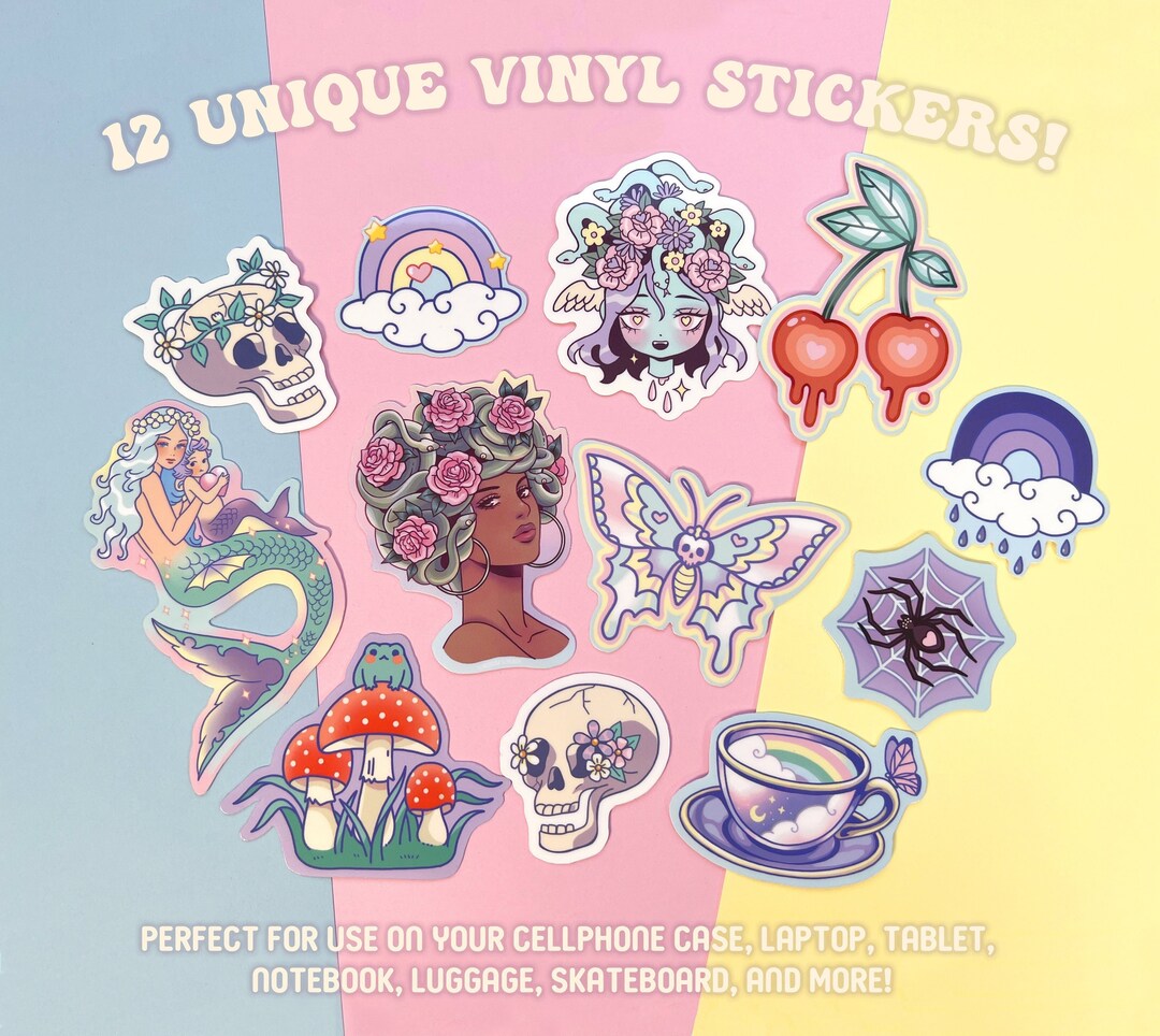 Rainbow Aesthetic Sticker Pack 12 PCS- Psychedelic Vinyl Stickers ...