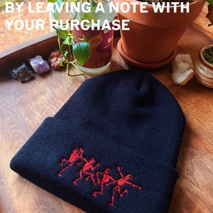 Skeleton Embroidered Beanie - Spooky Embroidery - Boho Hippy Beanie ...
